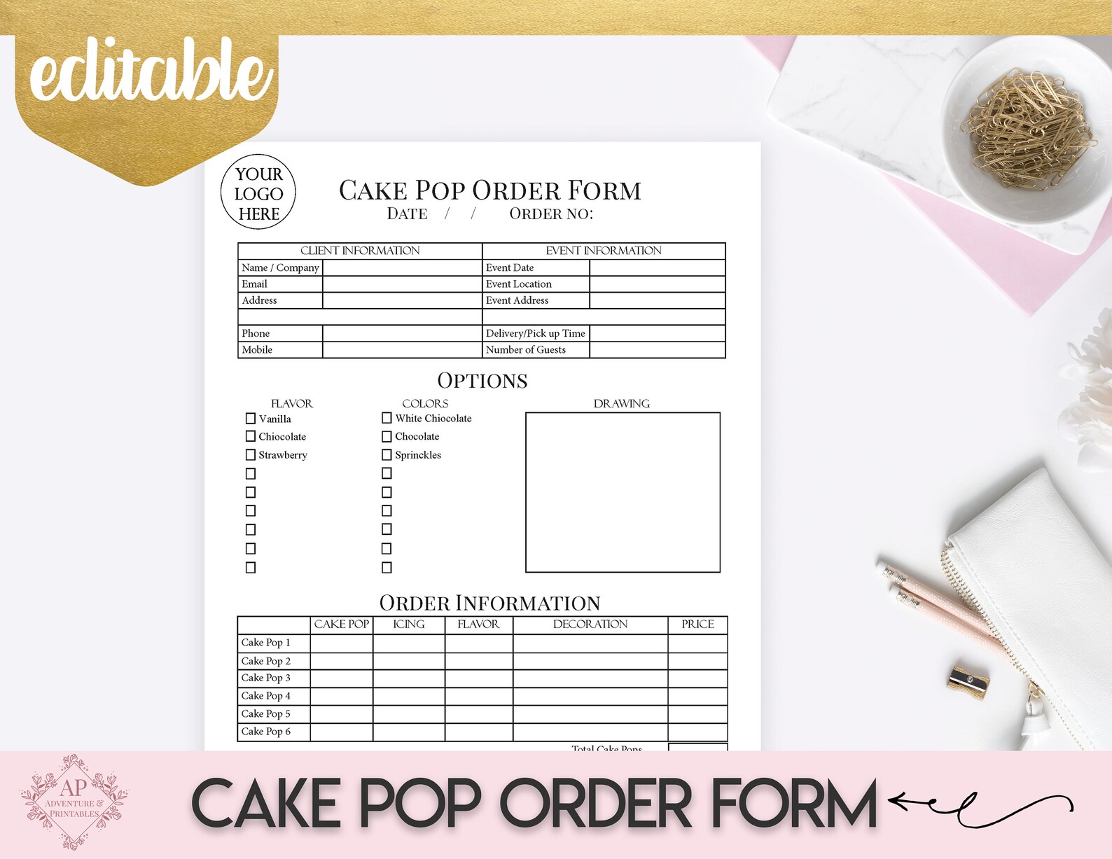 Custom Cake Pop Order Form Bakery Forms Cake Pop Order Form - Etsy UK