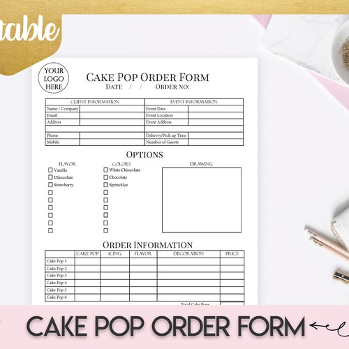 Custom Cake Pop Order Form Bakery Forms Cake Pop Order Form - Etsy UK