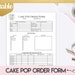 Custom Cake Pop Order Form Bakery Forms Cake Pop Order Form | Etsy