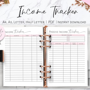 Income Tracker, Passive Income Tracker, Money Log, Paycheck Tracker ...