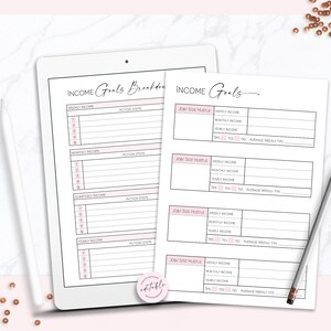 Income Goals Tracker, Yearly Income Planner Insert, Income Goals ...