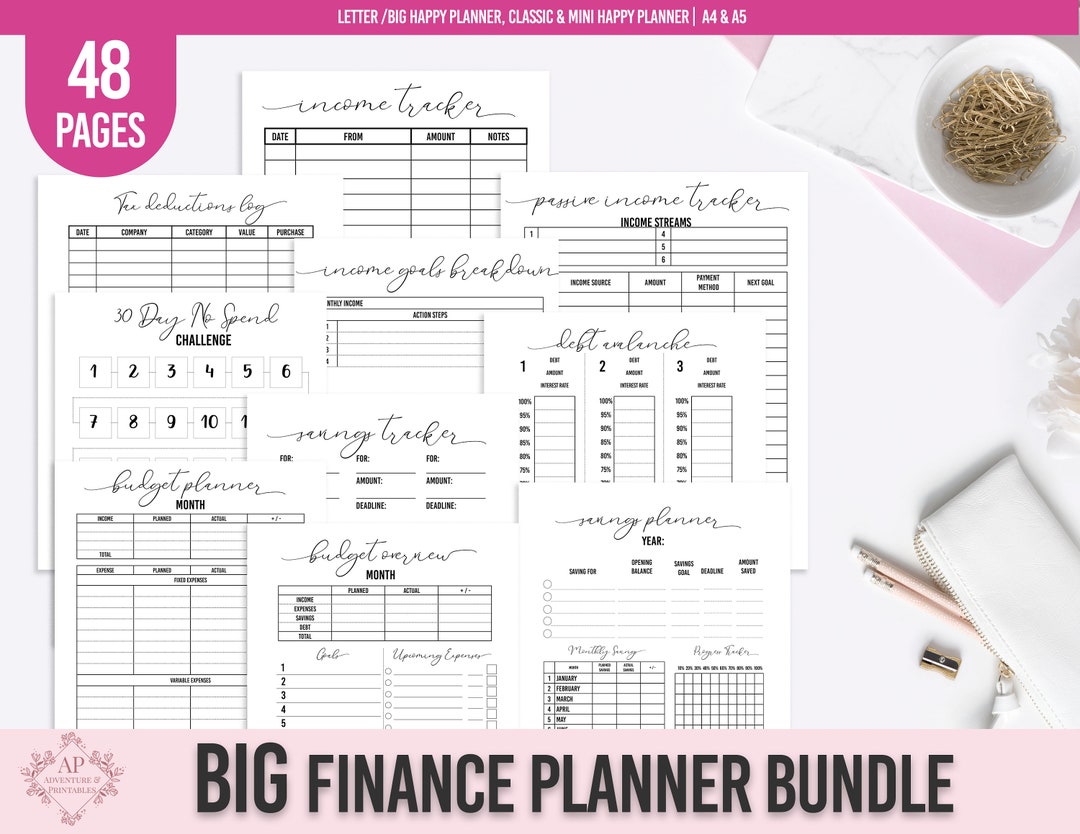 Personal Finance Happy Planner, Finance Planner Worksheets, Savings ...
