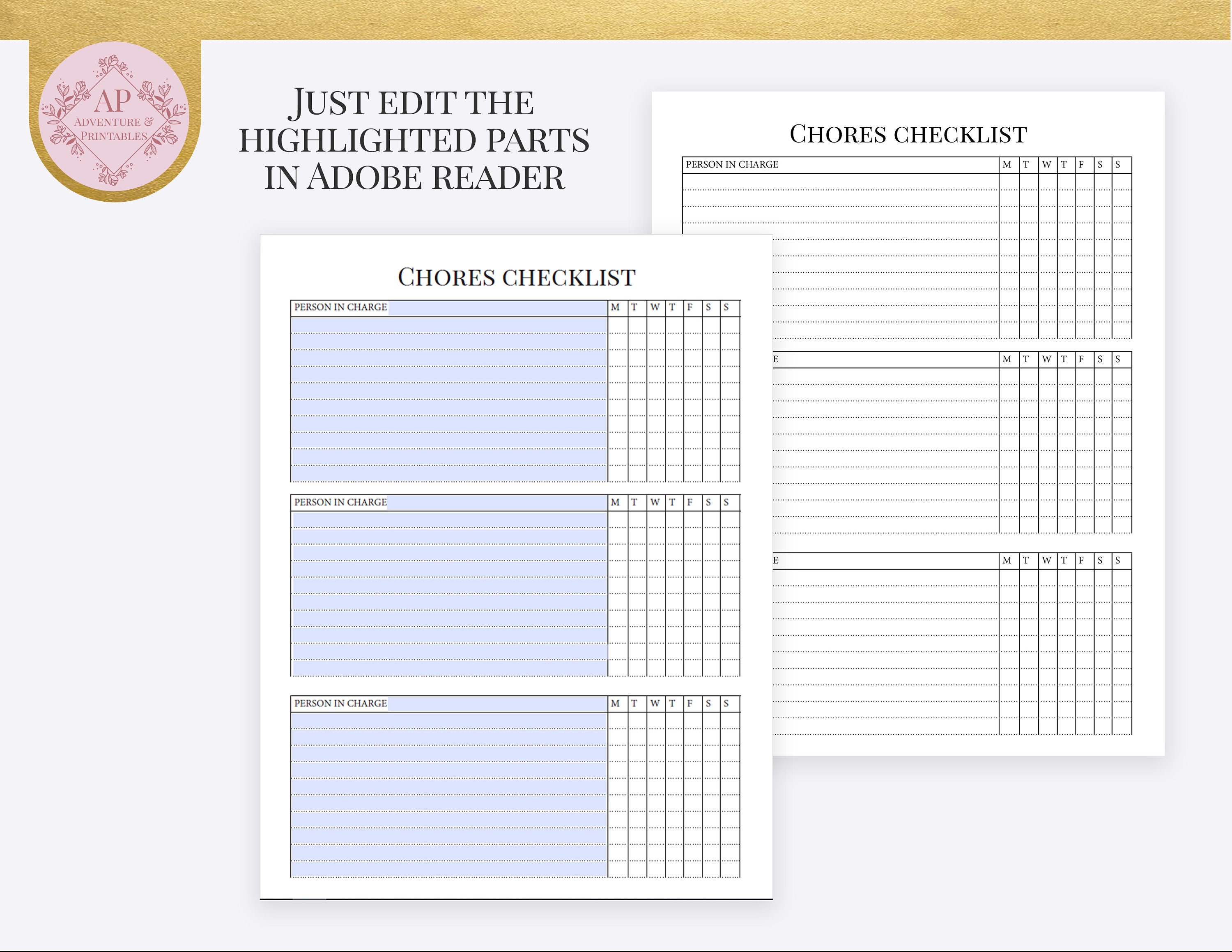 Chores Planner Editable Chores Tracker Kids Chores Planner - Etsy