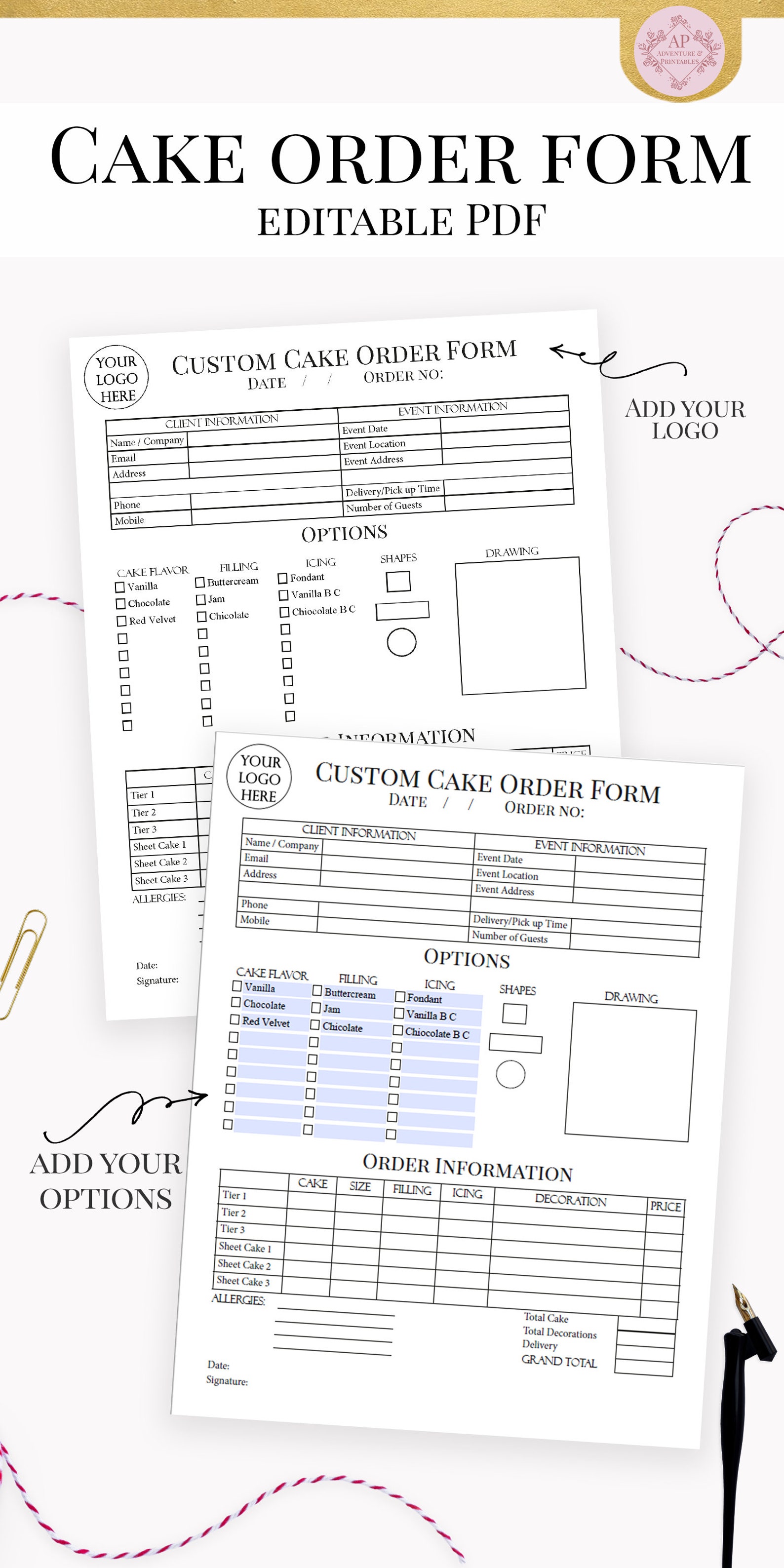 Editable Bakery Order Forms Editable Cake Order Form Wedding - Etsy Editable Bakery Order Forms Editable Cake Order Form Wedding - Etsy