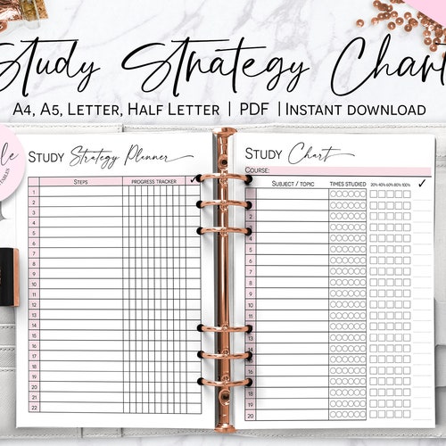 Study Chart and Study Strategy Planner Student Study Planner - Etsy