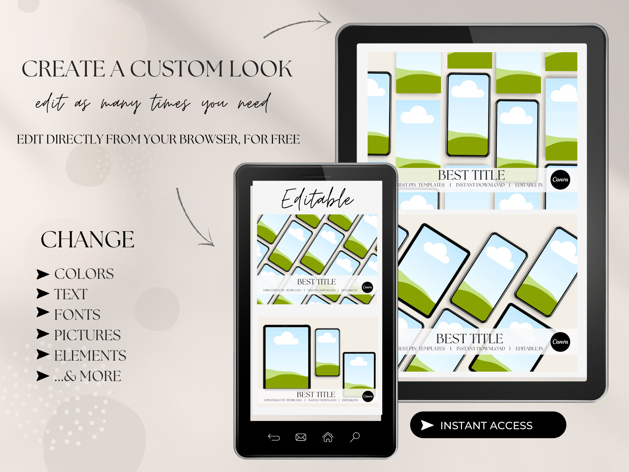 Editable Digital Product Listing Image Templates, Social Media Template ...