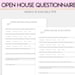 Open House Evaluation Formopen House Questionnaire Pink Real | Etsy