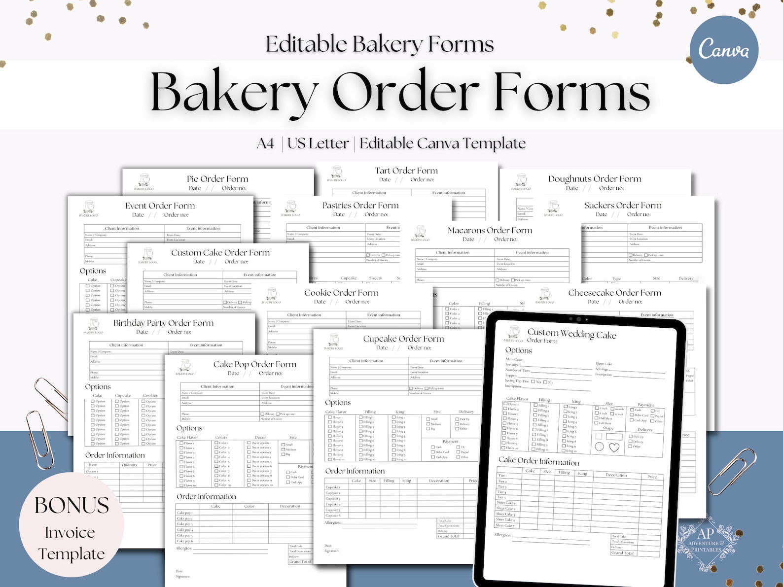 Editable Bakery Order Forms, Editable Cake Order Form, Wedding Cake ...