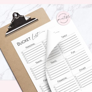 Personal Bucket List, Bucket List Planner Insert - Etsy