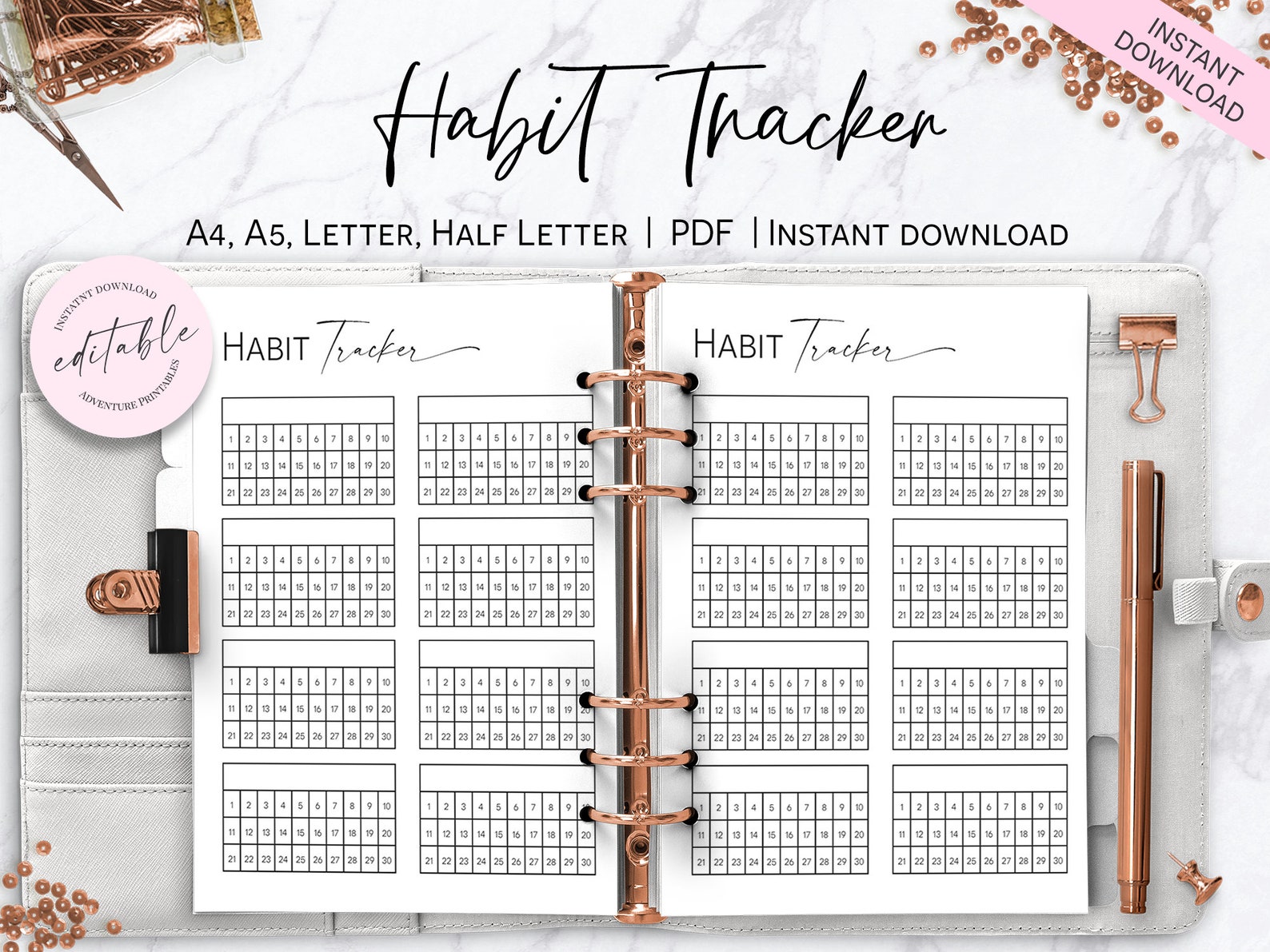 Habit Tracker Planner Insert, Happy Planner Printable Insert, Multiple ...