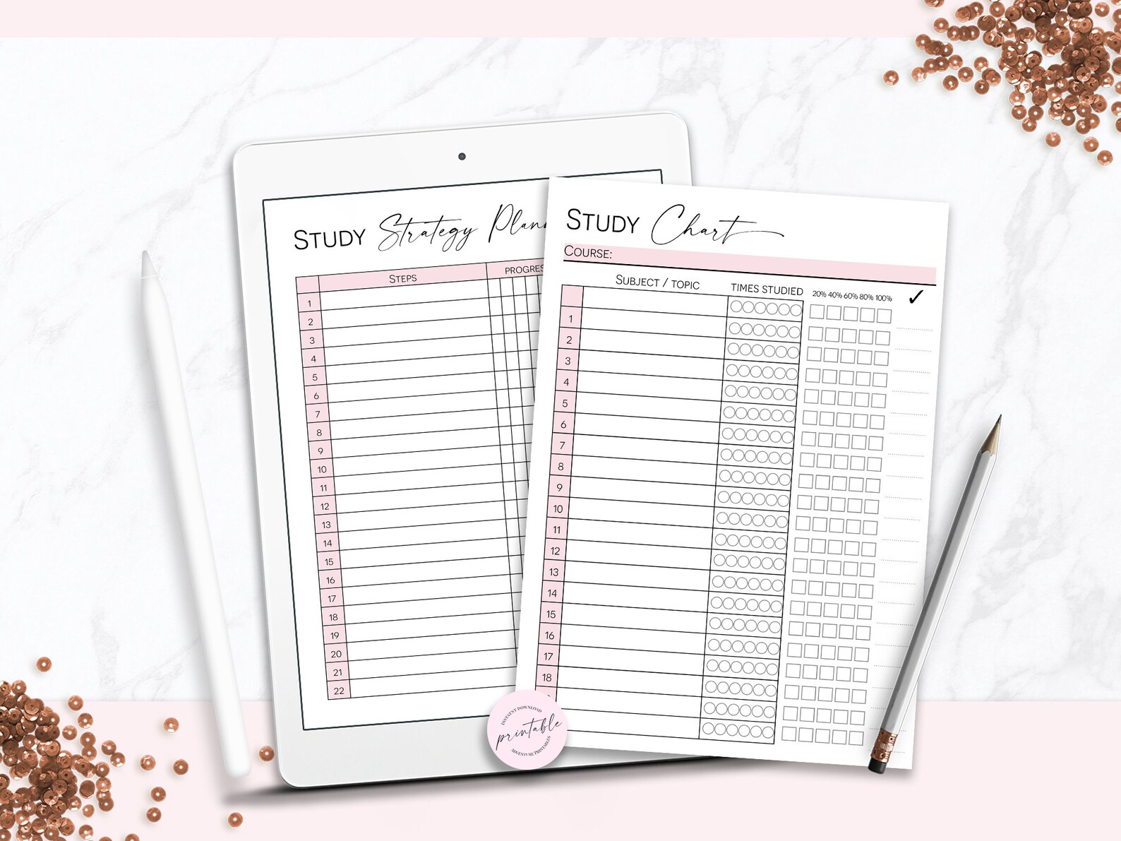 Study Chart and Study Strategy Planner, Student Study Planner, Student ...