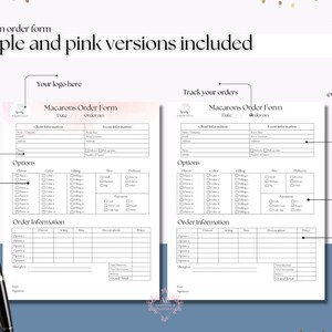 Macarons Order Form, Editable Bakery Forms, Pastires Order Form, Baking ...