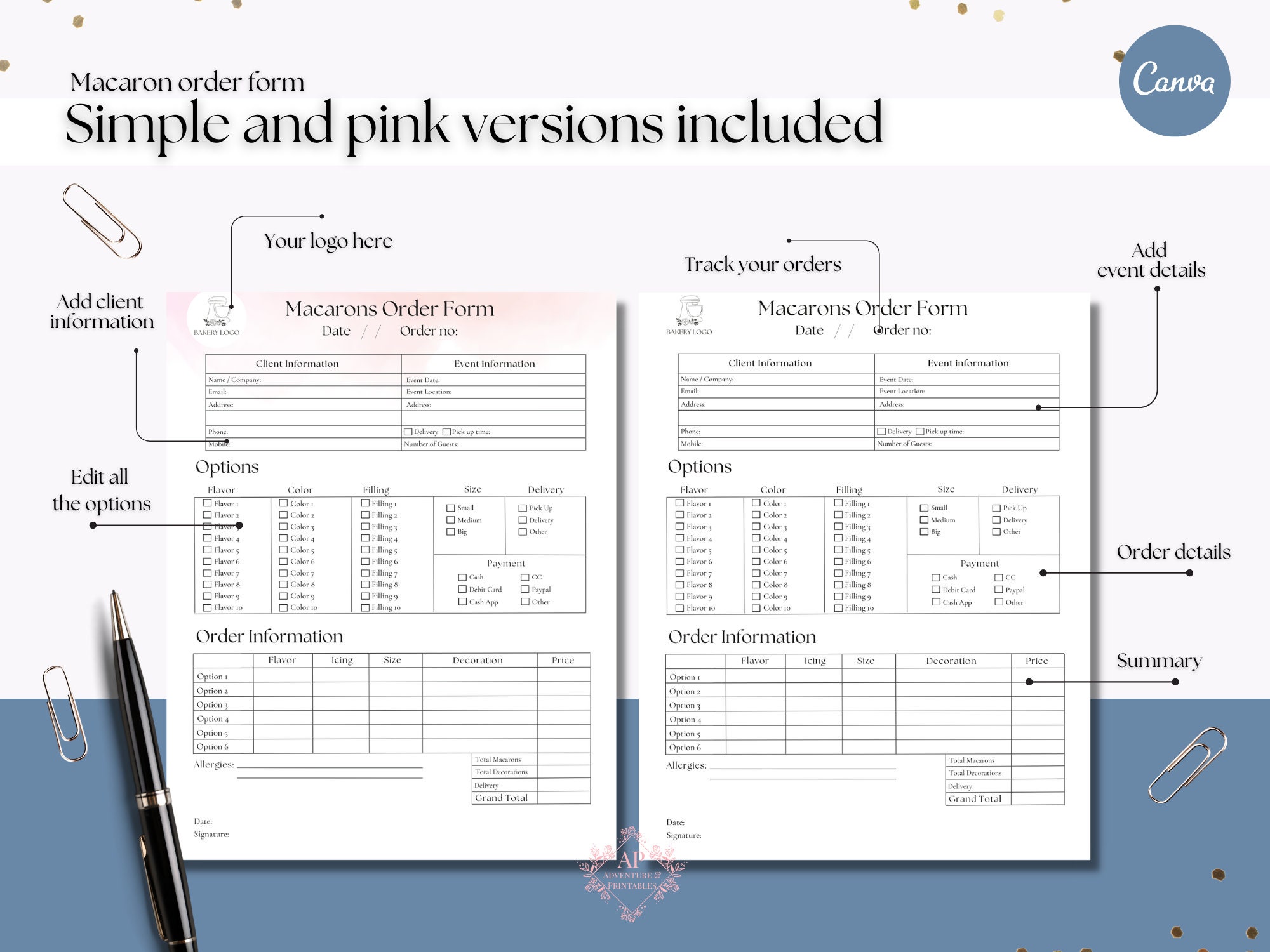 Macarons Order Form Editable Bakery Forms Pastires Order - Etsy