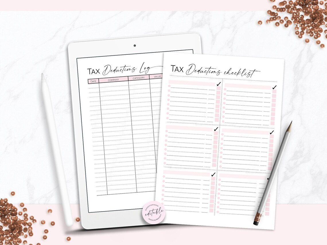 Tax Worksheets Tax Deductible Expense Log Tax Deductions - Etsy