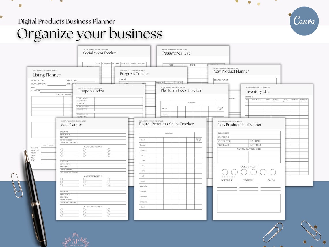 Digital Products Seller Business Planner Digital Products - Etsy