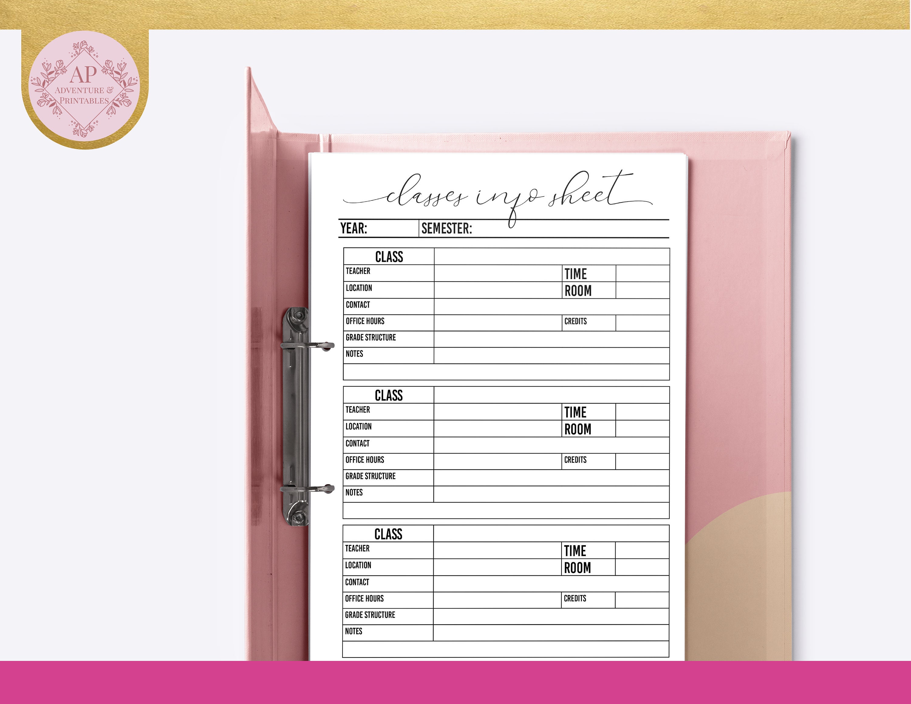 Class Information Sheet, Class Overview, Semester Overview, Collage ...