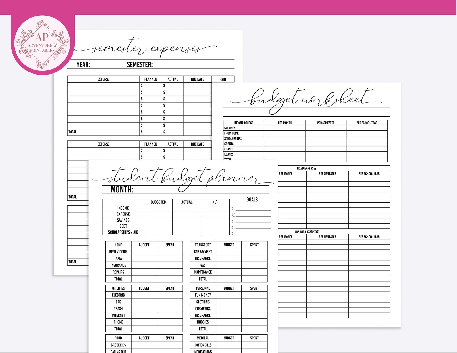 Student Finance Planner, Student Planner, Student Money Management - Etsy