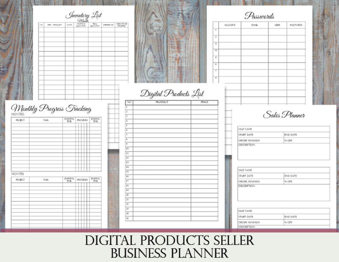 Digital Products Seller Business Planner Digital Products - Etsy