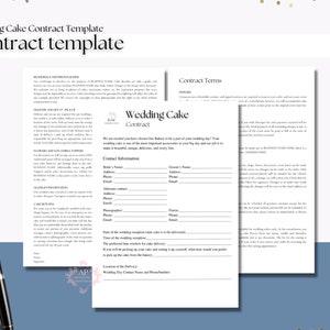 Editable Wedding Cake Contract Template, Custom Wedding Cake Order Form ...