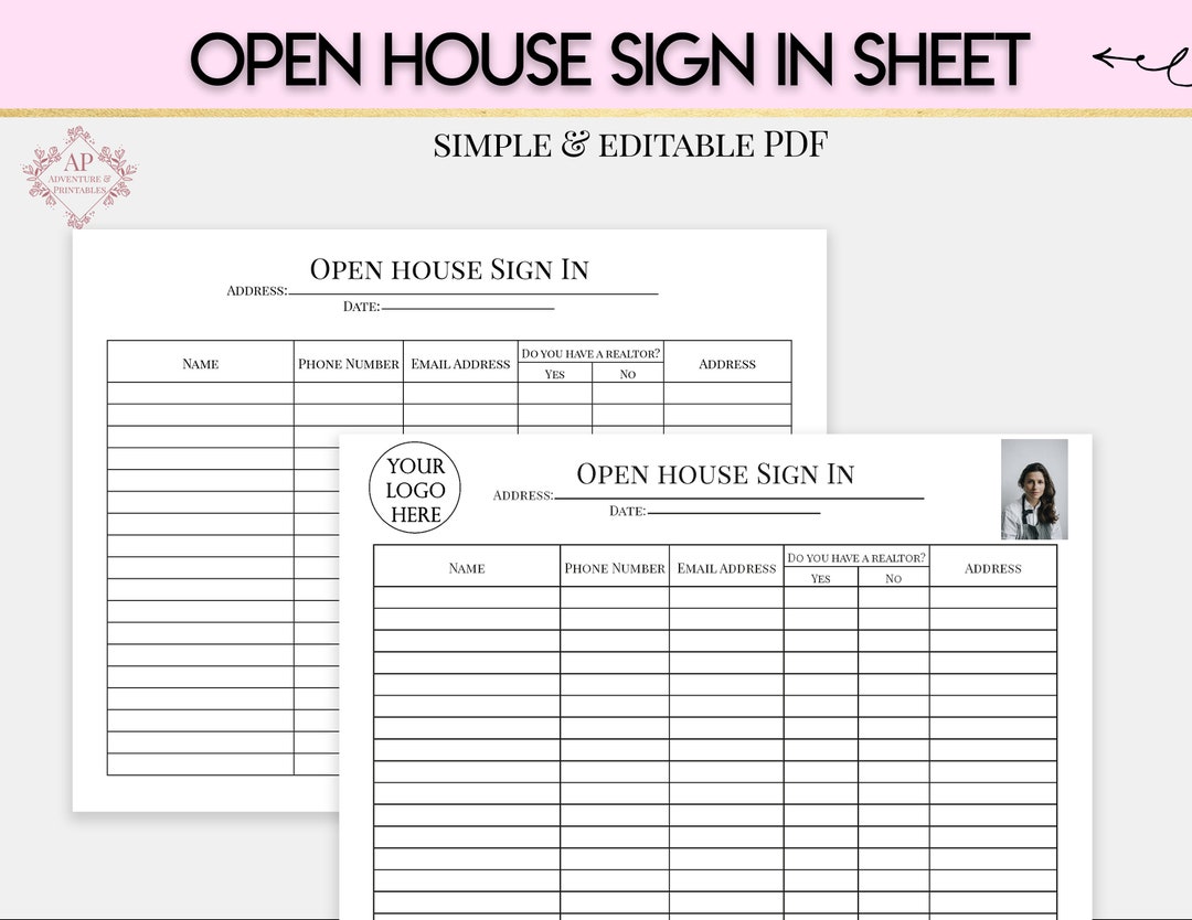 Open House Sign in List ,open House List, Real Estate Agent Planner - Etsy