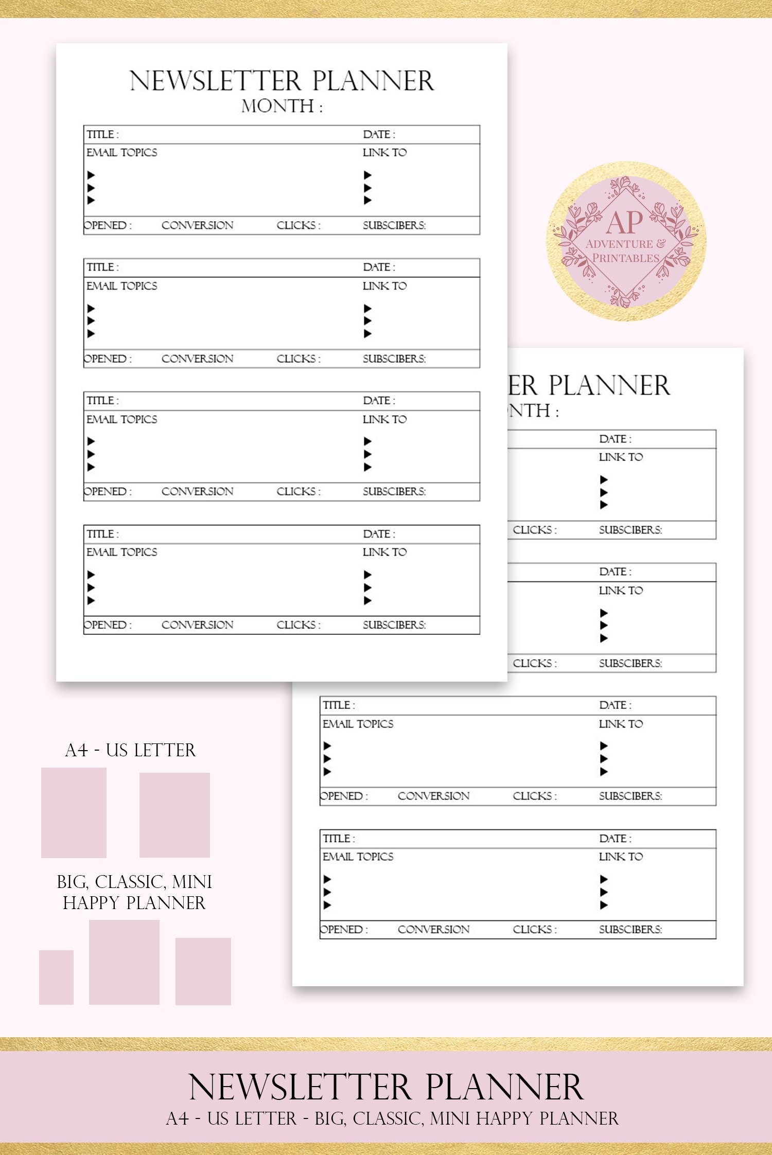 Newsletter Planner, Email Marketing Printable Planner, List Building ...