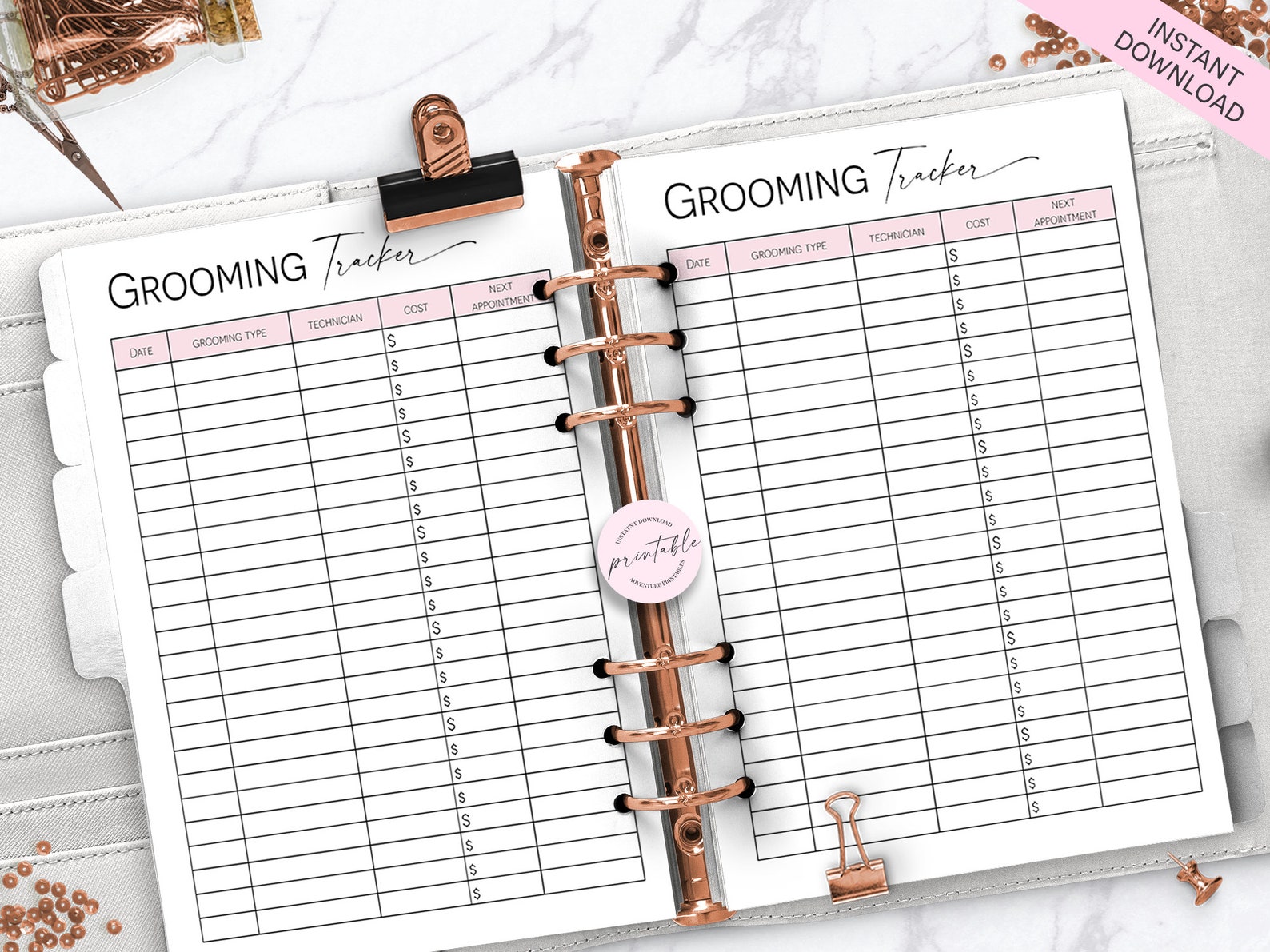 Dog Grooming Tracker, Pet Grooming Schedule, Printable Pet Planner - Etsy