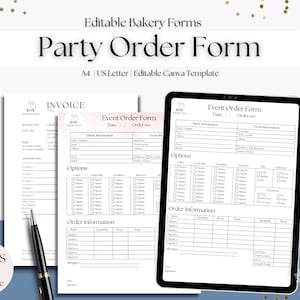 Party Cake and Sweets Order Form, Editable Bakery Forms, Cake Order ...