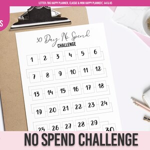 30 Day No Spend Challenge Tracker, No Spend Month, No Spend Tracker ...