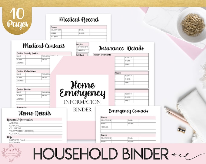 Emergency Information Binder Printable | Household Binder | Financial ...