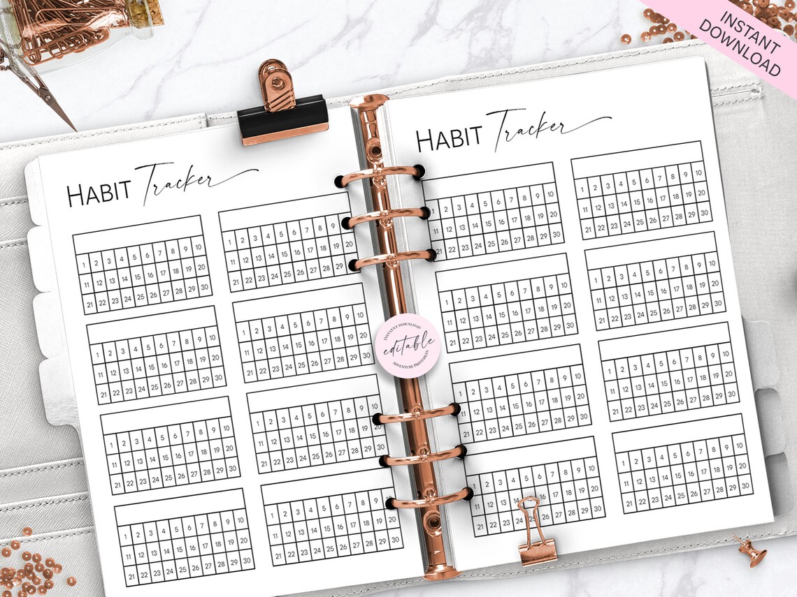 Habit Tracker Planner Insert Happy Planner Printable Insert | Etsy