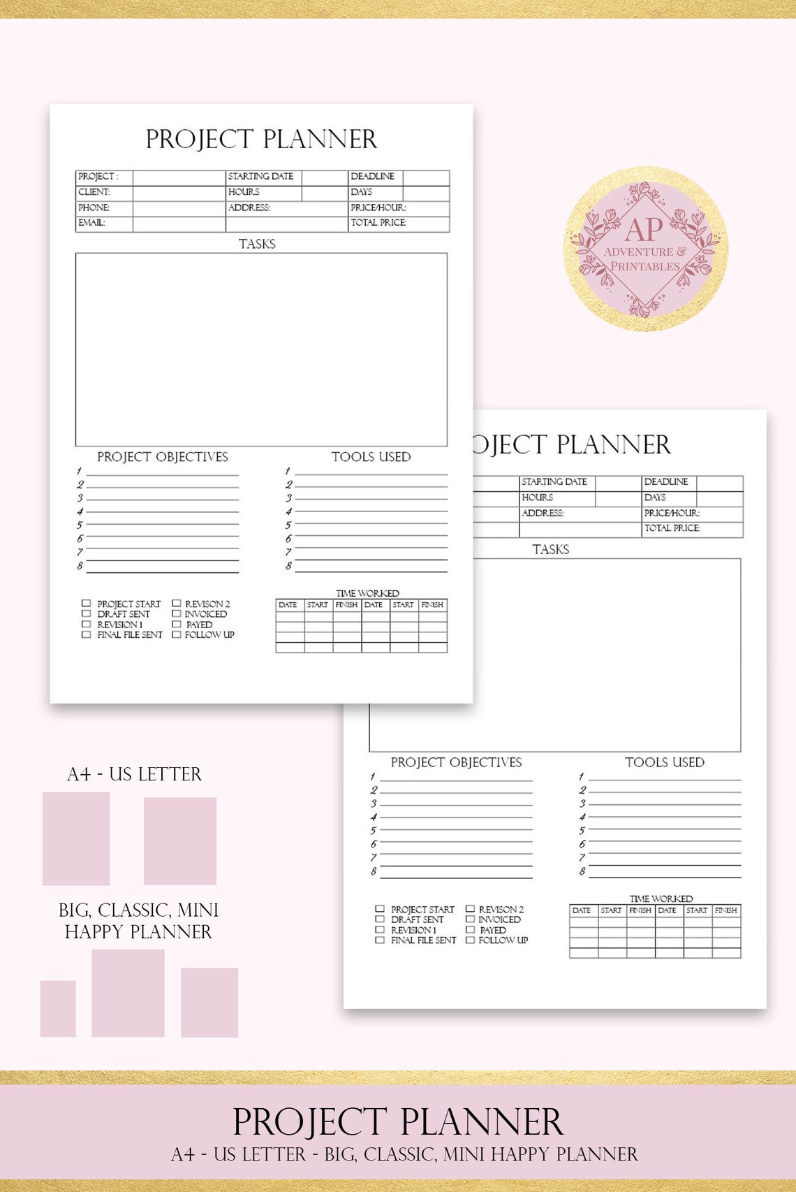 Project Planner Form, Project Manager Printable Form, Service Project ...