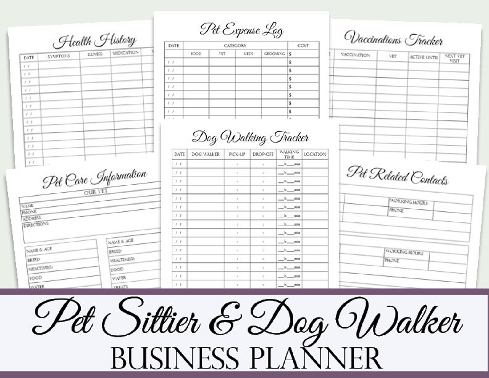 Pet Sitter and Dog Walker Business Planner, God Walking Business ...