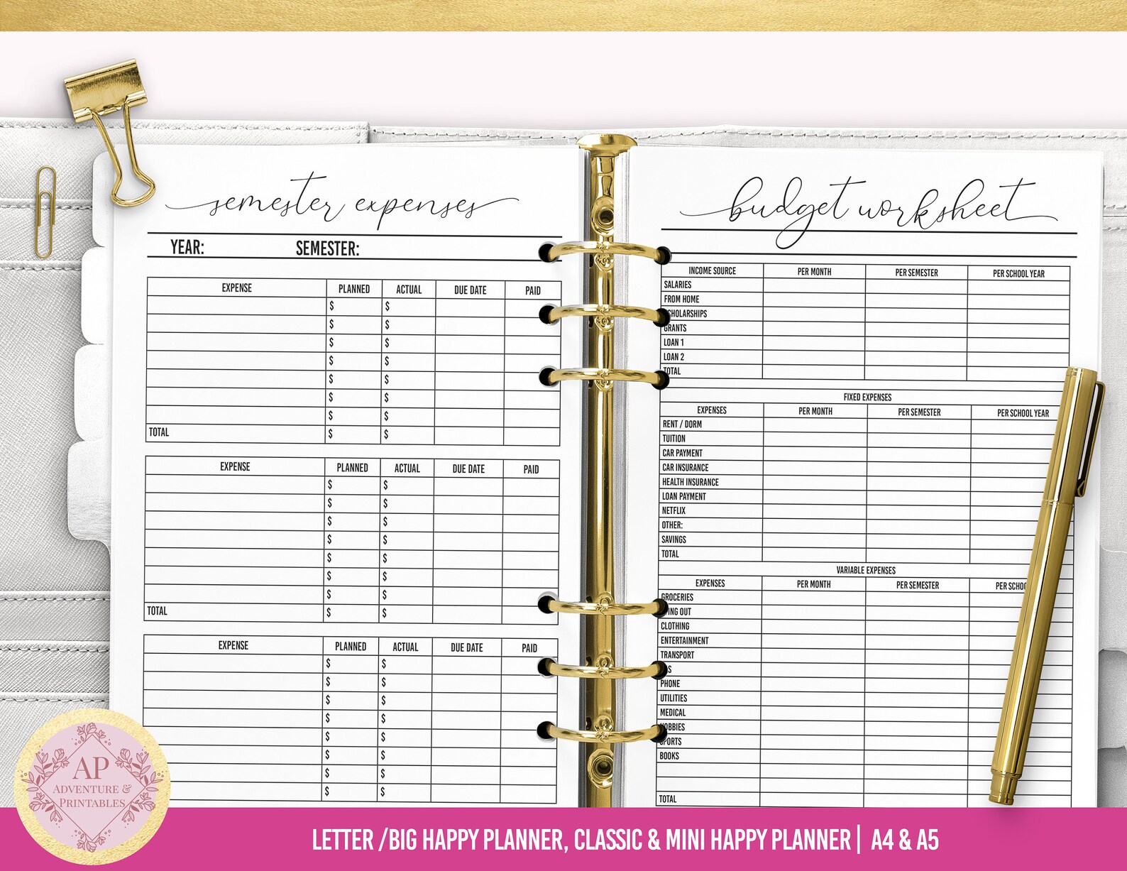 Student Finance Planner, Student Planner, Student Money Management - Etsy