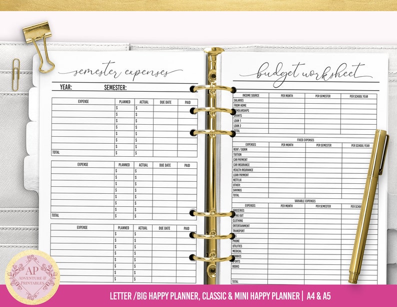 Student Finance Planner, Student Planner, Student Money Management - Etsy