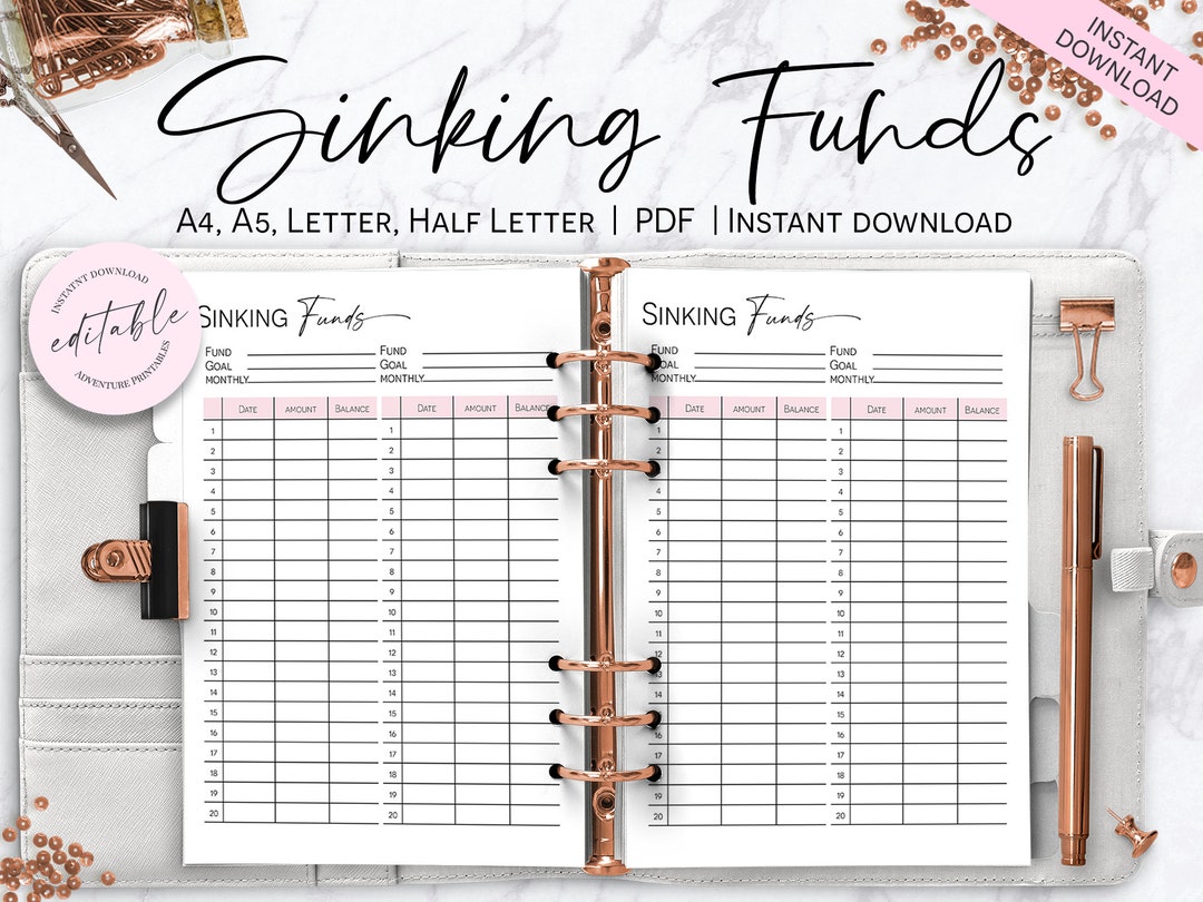 Sinking Funds Tracker, Sinking Funds List, Savings Log, Dave Ramsey ...