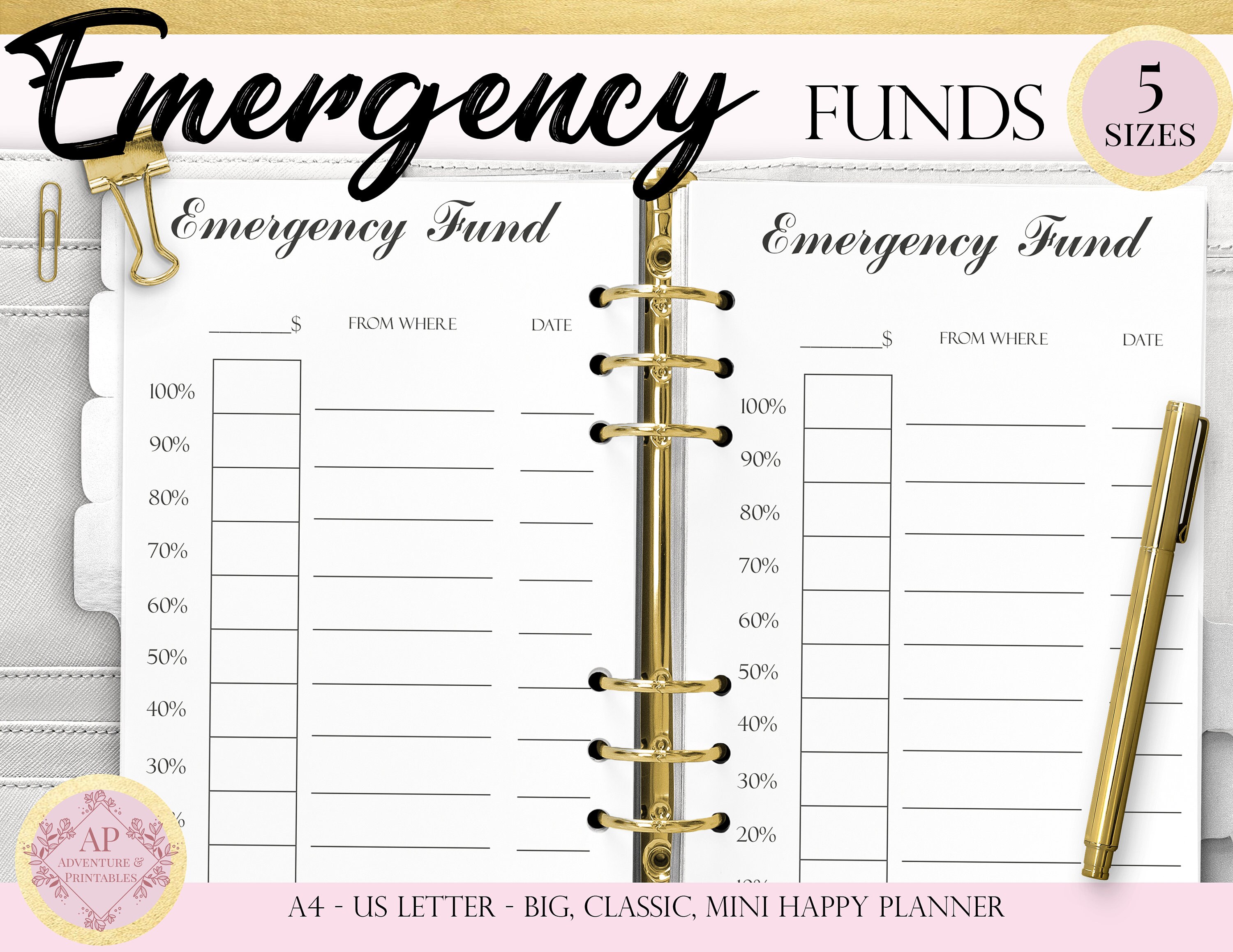 Emergency Funds Tracker Printable Emergency Savings Tracker | Etsy