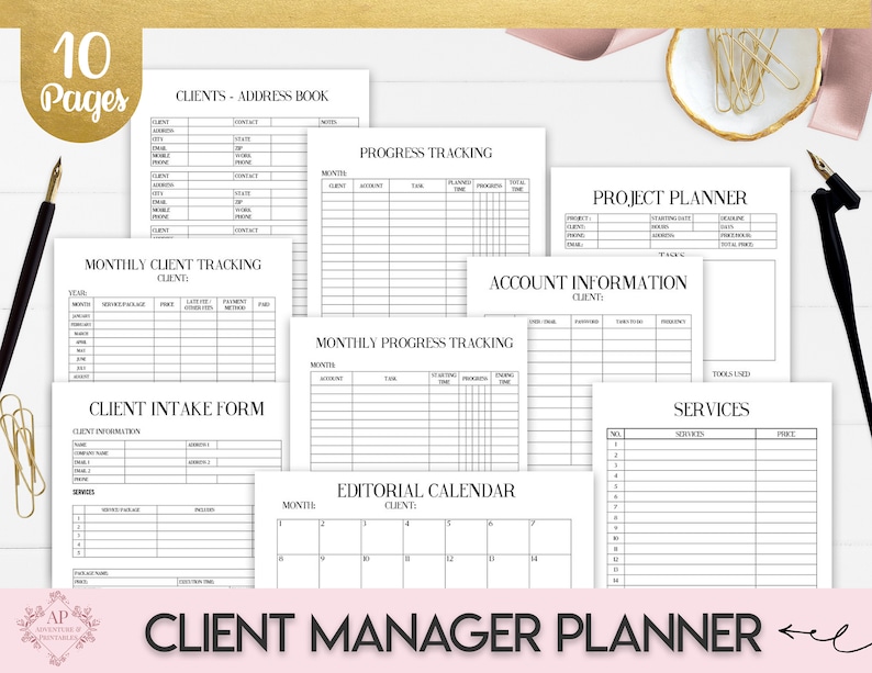 Client Management Planner Pages, Client Intake Form, Project Manager ...