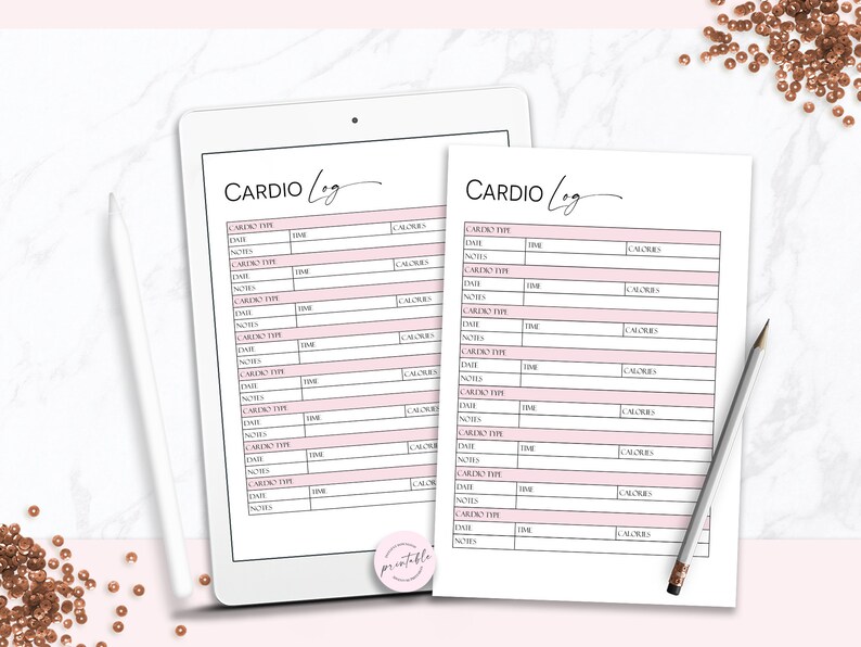 Cardio Log, Cardio Tracker, Workout Planner Printable Insert, Fitness ...