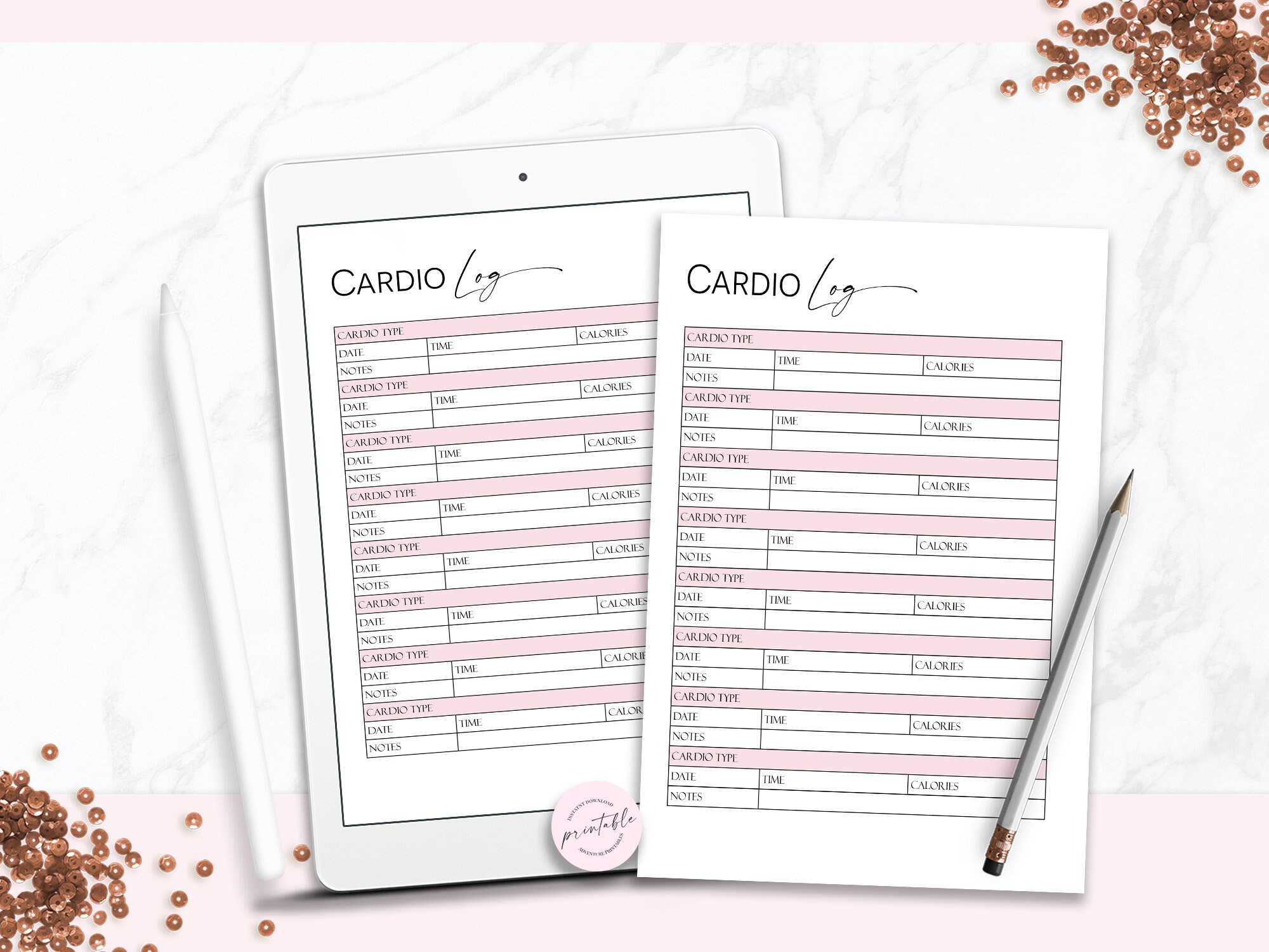 Cardio Log, Cardio Tracker, Workout Planner Printable Insert, Fitness ...