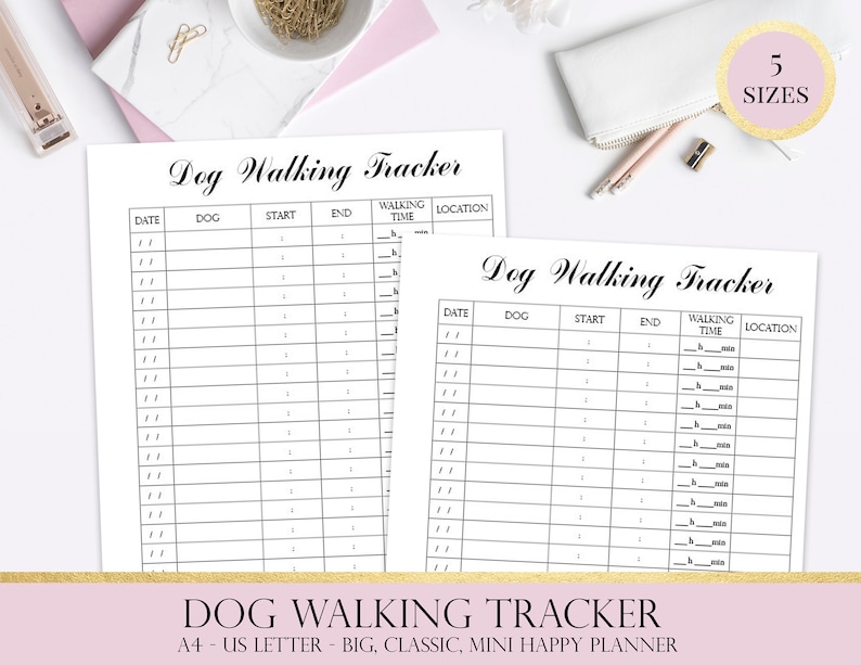 Dog Walking Tracker Dog Walking Schedule Pet Walking | Etsy