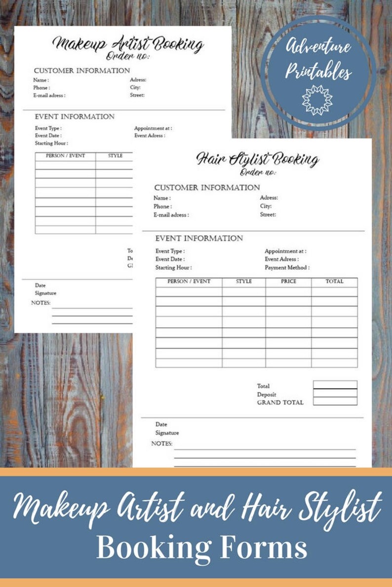 Makeup Artist and Hair Stylist Booking Forms, Wedding Makeup and Hair ...