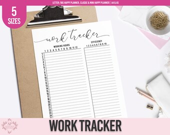 Work Tracker Planner Insert Printable Working Hours Tracker | Etsy