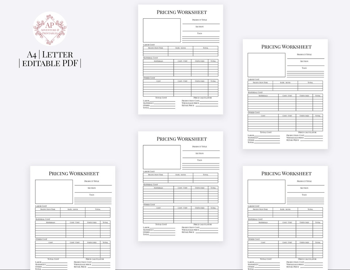 Etsy Product Pricing Worksheet Etsy Business Planner Etsy - Etsy