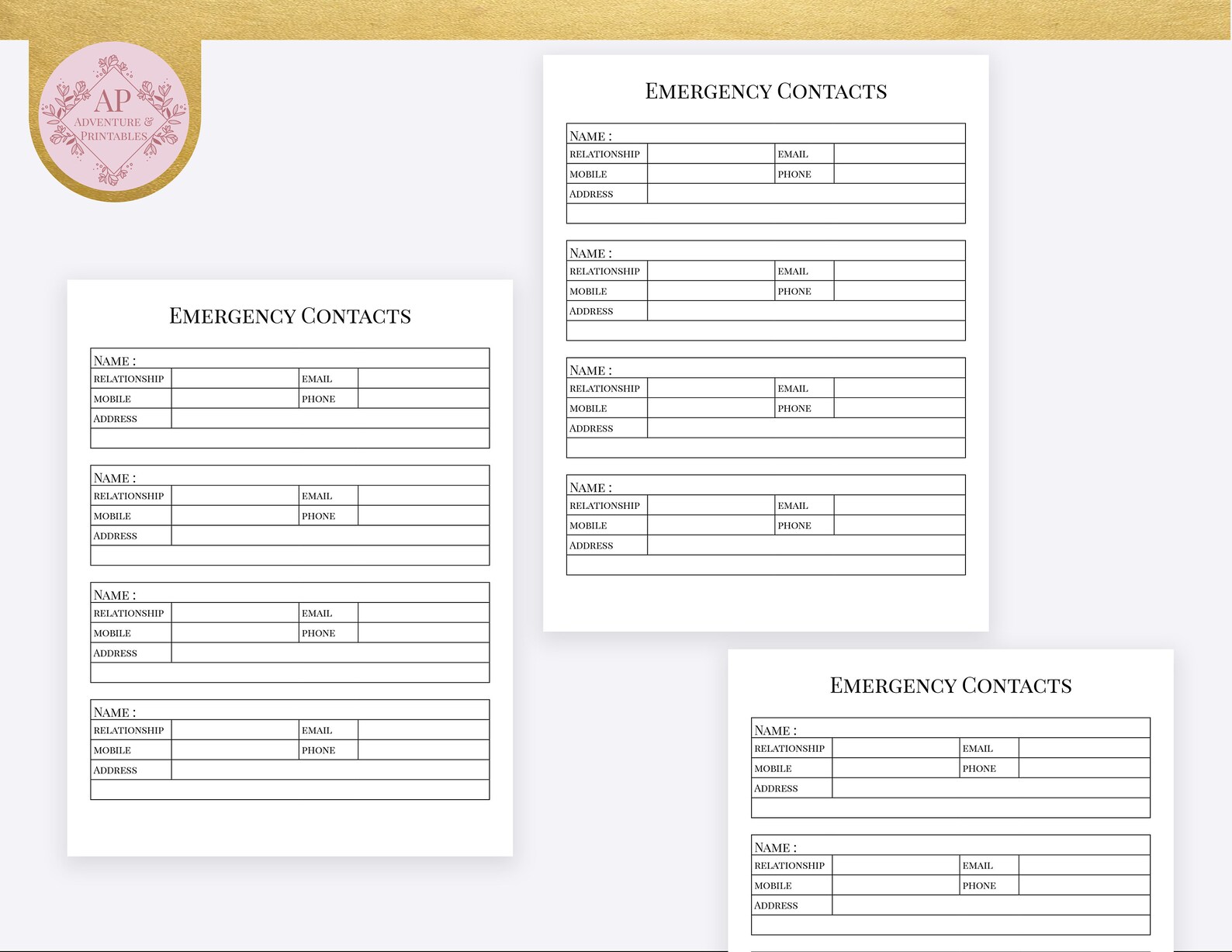 Emergency Contacts List, Editable Emergency Information List - Etsy