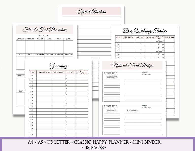 Pet Planner, Pet Sitter Notes, Pet Sitter Instructions, Dog Walker ...
