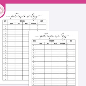 Pet expense tracker printable - wolftaiwan