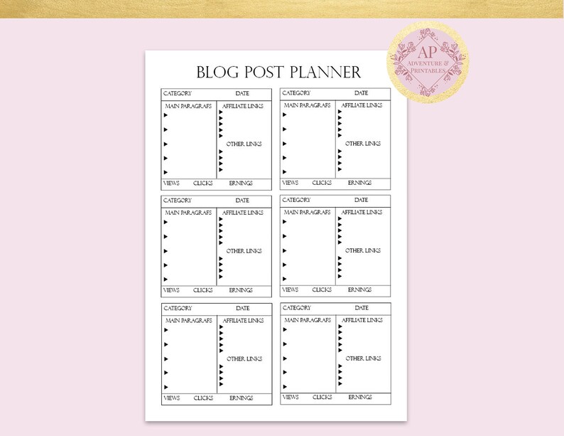 Blog Post Planner, Article Planner, Business Posts Plan, Marketing and ...