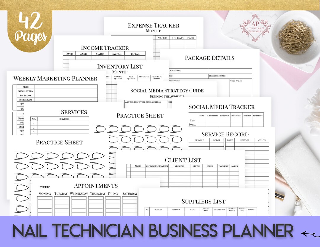 Nail Technician Business Planner, Printable Nail Artist Planner, Nail ...