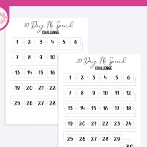 30 Day No Spend Challenge Tracker, No Spend Month, No Spend Tracker ...