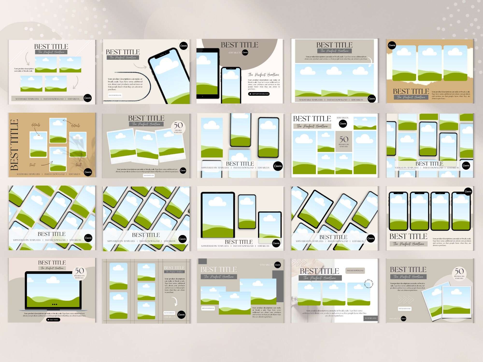 Editable Digital Product Listing Image Templates, Social Media Template ...